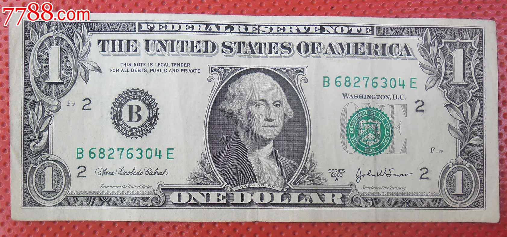 美元1元面值（2003年）B68276304E-价格:10元-se18034808-外国钱币-零售-7788收藏__收藏热线