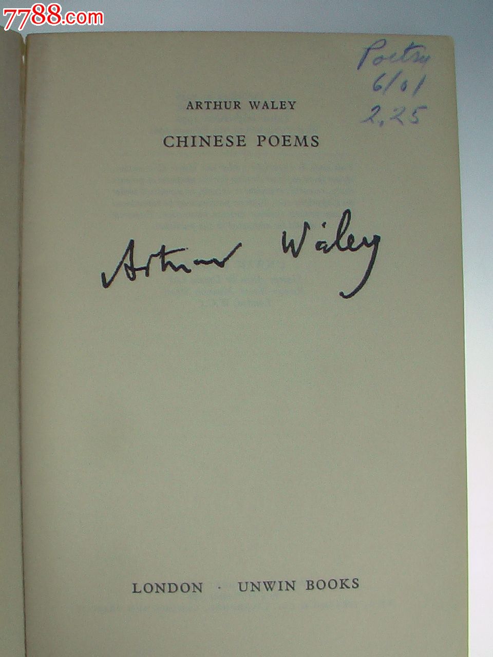 Arthur，Waley/Chinese，Poems/韦利英译《中国诗》_诗词/诗选_三柜书屋【7788收藏__收藏热线】